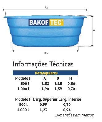 RESERVATORIO DE FIBRA RETANGULAR 500L BAKOF (12262)